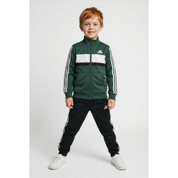 Jungen Trainingsanzug "SEASONAL ESSENTIALS TIBERIO 3-STREIFEN TRICOT KIDS", gr&uuml;n, Gr. 128, adidas Sportswear, Obermaterial: 100% Polyester,