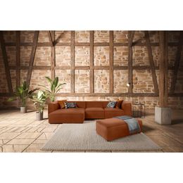 W.Schillig Ecksofa &raquo;around-the-block Mega Sofa, viel Platz und hoher Sitzkomfort, L-Form&laquo; mit eleganter Biese, mit Federkern, Breite 341 cm braun 