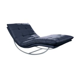W.Schillig Relaxliege &raquo;daily dreams&laquo; in Waffelkissen-Optik, Schaukelgestell silber matt, in 2 Breiten blau Longlife Xtra-Leder Z59: Glattleder mit 