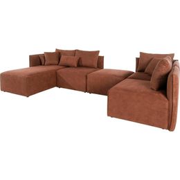 OTTO home Wohnlandschaft &raquo;N&ouml;re U-Form&laquo; 5 Teile, in vielen Bezugsqualit&auml;ten und Farben s. auch "N&ouml;re" braun Struktur fein (100% Polyester);Struktur (