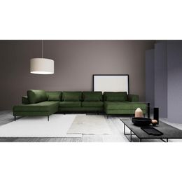 Trendmanufaktur Wohnlandschaft &raquo;Luzi, gem&uuml;tliches Sofa, extra viel Platz, viele Kissen&laquo; Designsofa mit tollem Sitzkomfort, Metallf&uuml;&szlig;e schwarz, Breite 