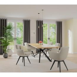 HOMING Vorhang &raquo;Bahamas&laquo; &Ouml;sen 1 Stk. tlg. Fertigschal grau Obermaterial: 100% Polyester 245cm, &Ouml;sen, 140cm