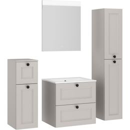 Nobilia Badm&ouml;bel-Set &raquo;Cascada&laquo; Set, mit Waschbecken, inkl. beleuchtetem Spiegel mit Touch-Sensor, 4 Stk. tlg. B/H/T: 140cmcm x 169cmcm x 48,7cmcm