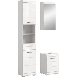 Welltime Badm&ouml;bel-Set &raquo;SIENA, 3-tlg., Waschbeckenunterschrank, Spiegelschrank & Hochschrank&laquo; wei&szlig; Holzwerkstoff, MDF, Spiegelglas B/H/T: 92cmcm x 