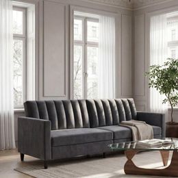 3-Sitzer &raquo;Celine&laquo; R&uuml;ckenlehne 2-teilig und 3-fach verstellbar, Sitzh&ouml;he 43 cm grau Veloursstoff 100% Polyester B/H/T: 203cm x 83cm x 83cm, Samtvelours