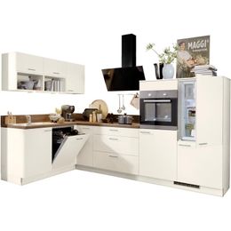 KOCHSTATION K&uuml;chenzeile &raquo;KS-Scafa, mit h&ouml;henverstellbaren F&uuml;&szlig;en&laquo; vormontiert, wahlweise mit E-Ger&auml;ten, Stellbreite 305 x 185 cm beige B/H/T: 305cm x 