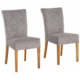 Home Affaire 4-Fu&szlig;stuhl &raquo;Queen Polsterstuhl&laquo; (Set) 6 Stk.verschiedene Bez&uuml;ge, Gestell Massivholz grau Massivholz B/H/T: 47cm x 93cm x 64cm, 6 Stk., 