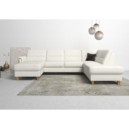 Home Affaire Wohnlandschaft &raquo;Palmera U-Form, B: 308 cm, gro&szlig;e Stoff + Leder Auswahl&laquo; optional Schlaffunktion & Bettkasten, Federkern, XXL-