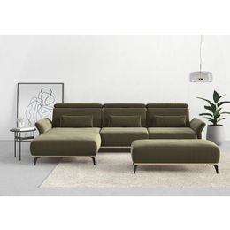 Home Affaire Ecksofa &raquo;Fjord L-Form&laquo; massiv, wahlweise mit Armlehnfunktion, Kopf- Sitztiefenverstellung gr&uuml;n 100% Polyester B/H/T: 324cm x 93cm x 184cm
