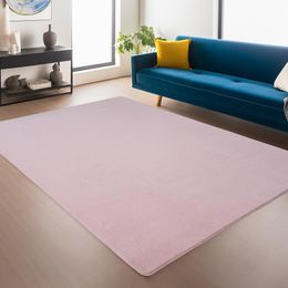 Ayyildiz Teppiche Teppich &raquo;JOY 1400, auch als L&auml;ufer und in Rund erh&auml;ltlich&laquo; rechteckig 11 mm H&ouml;he besonders weich, uni Kurzflor, Wohnzimmer, Kinderzimmer rosa 