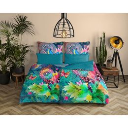 HIP Wendebettw&auml;sche &raquo;Parada&laquo; 2 Satin, Rei&szlig;verschluss, Wendeoptik, Mandala, Schmetterling, Bunt bunt Satin, Obermaterial: 100% Baumwolle B/L: 135cm x 