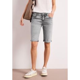 Street One Damen Bermudas "Style Jane", grau, Gr. 29, unifarben, Denim/Jeans, Obermaterial: 85% Baumwolle, 9% Polyester, 4% Elastomultiester, 2%