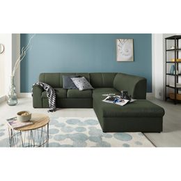 DOMO collection Ecksofa &raquo;Topper zeitlos elegant, kompakte Stellma&szlig;eL-Form&laquo; mit Ottomane, wahlweise mit Schlaffunktion gr&uuml;n B/H/T: 237cm x 78cm x 200cm