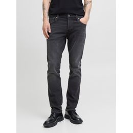 Jack & Jones JACK & JONES Herren Tapered-fit-Jeans "JJIMIKE mit Stretch, Used-Look und bequemer Passform", schwarz, Gr. 30, Abriebeffekte, Denim/Jeans,