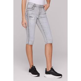 SOCCX Damen Jeansshorts, grau, Gr. 31, bedruckt, Denim/Jeans, Material: 72% Baumwolle, 27% Polyester, 1% Elasthan, Jeans, mit normaler Leibh&ouml;he