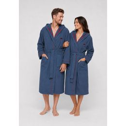Unisex-Bademantel Kangaroos, L:120cm, blau, Walkfrottee, Hausm&auml;ntel, "Luke, ideal f&uuml;r Sauna & Spa, Hotelbademantel, Morgenmantel", f&uuml;r Damen &