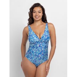 Dorina Damen Badeanzug "Togo Mago", bunt, Gr. XL, Microfaser, Obermaterial: 74% Polyester, 15% Elasthan, 11% Polyamid, Badeanz&uuml;ge, mit tiefem