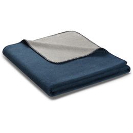 Biederlack Wohndecke &raquo;Melange&laquo; mit geketteltem Zierstich blau Baumwolle, Polyacryl, Polyester B/L: 150cm x 200cm