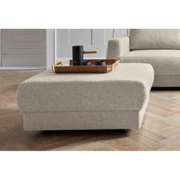 OTTO home Hocker &raquo;Hobro&laquo; in 3 Bezugsstoffen und vielen Farben beige Luxus-Microfaser Lederoptik (100% Polyester);Struktur grob (100% Polyester);