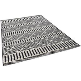 Tom Tailor HOME Teppich &raquo;Funky Outdoor Geometric&laquo; rechteckig 5 mm H&ouml;he Flachgewebe, modernes Rauten Design, Outdoor geeignet, Wohnzimmer schwarz 