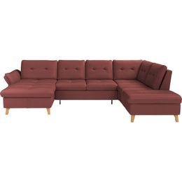 Sit & More sit&more Wohnlandschaft &raquo;G&ouml;teborg&laquo; inkl. Sitztiefenverstellung, wahlweise mit Bettfunktion & Bettkasten rot B/H/T: 327cm x 90cm x 226cm, NaturLEDER 