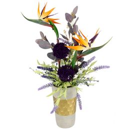 I.GE.A. Kunstblume &raquo;Gesteck aus Strelitzie, Allium und Lavendel&laquo; orange Polyester B/H/L: 34cm x 70cm x 30cm, 1 Stk.