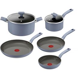 Tefal Pfannen-Set &raquo;Cera Color&laquo; Aluminium Set, 7 tlg. tlg. Go Ceram Keramik-Antihaftbeschichtung, Thermo-Signal, Induktion blau Einheitsgr&ouml;&szlig;e