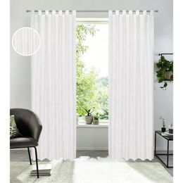 OTTO home Gardine &raquo;Marric&laquo; Schlaufen 1 Stk. tlg. halbtransparent, Leinenoptik mit Streifen, Schlaufenaufh&auml;ngung wei&szlig; Polyester 175cm, Schlaufen, 135cm