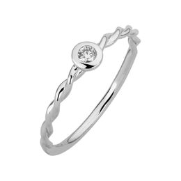 LYOMI Damen Fingerring "585/- Wei&szlig;gold 1 synth. Diam. 0,06ct.", 054 (17,2), 0,06 VS = sehr kleine Einschl&uuml;sse, Gold, silber, Gold, Fingerringe
