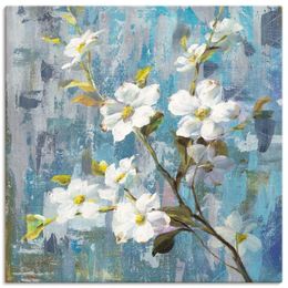 Artland Leinwandbild &raquo;Wundervolle Magnolie II&laquo; Blumen 1 Stk. tlg. auf Holzrahmen gespannt blau Leinwand B/H/T: 70cm x 70cm, Leinwandbild Blumen quadratisch, 1