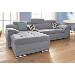 Sit & More sit&more Ecksofa &raquo;Top Andiamo L-Form&laquo; wahlweise mit Schlaffunktion, inklusive Kopfteilverstellung grau Kunstleder SOFTLUX ;Struktur ( 100% Polyester) 