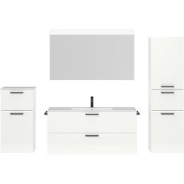 Nobilia Badm&ouml;bel-Set &raquo;Tolvina&laquo; vormontiert, mit Soft-Close, 4 Stk. tlg. wei&szlig; B/H/T: 230cmcm x 169cmcm x 48,7cmcm, Griffe schwarz
