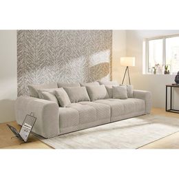 Jockenh&ouml;fer Big-Sofa &raquo;Moldau&laquo; Mega-Sofa, mit 4 Zierkissen & Federkern grau Cord: 100% Polyester B/H/T: 306cm x 83cm x 134cm, Cord