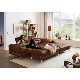 W.Schillig Polsterhocker &raquo;piedroo&laquo; F&uuml;&szlig;e in Chrom gl&auml;nzend braun Longlife Xtra-Leder Z69: Das feinnarbige, gedeckte Softleder Z69 besticht durch seine 