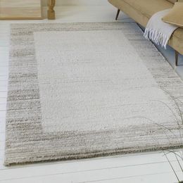 OTTO home Teppich &raquo;Alaric&laquo; rechteckig 18 mm H&ouml;he Kurzflor, modernes Bord&uuml;re Design, weiche Oberfl&auml;che, Wohnzimmer beige Polypropylen B : 80cm 1 Stk., 
