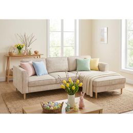 Trendmanufaktur Ecksofa &raquo;Amazing, wahlw. mit Schlaffunktion & Bettkasten, Fu&szlig; Buche lackiert&laquo; Recamiere beidseitig montierbar, L-Form,in Cord o. 