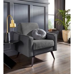 exxpo - sofa fashion Sessel &raquo;Samso, Loungesessel mit tollem Sitzkomfort&laquo; Komfortsitzh&ouml;he 49cm grau Webvelours Premium, B/H/T: 82cm x 87cm x 49cm