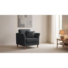 OTTO home Sessel &raquo;Arellano, Breite 93 cm&laquo; klassisches Design, mit Massivholzf&uuml;&szlig;en, Webstoff fein grau 100% polyester Webstoff fein, B/H/T: 93cm x 87cm