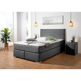 Home Affaire Boxspringbett &raquo;"&Ouml;stermoor"&laquo; in H2, H3 oder H4 erh&auml;ltlich grau Struktur H&auml;rtegrad der Matratze H4, Liegefl&auml;che B/L: 140cm x 200cm, Gewicht