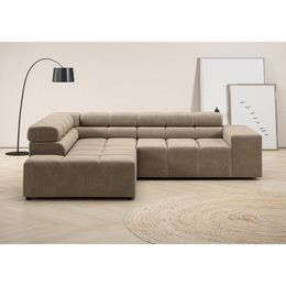 Home Affaire Ecksofa &raquo;Ancona, Ecksofa, incl. Kopfteilverstellung, Breite 249 cm, L-Form&laquo; wahlweise motorische Sitztiefenverstellung, B/T(H: 249/215/70