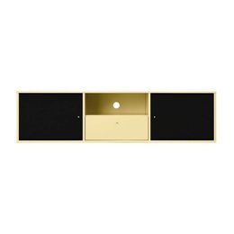 TV-Board &raquo;Mistral Fernsehschrank, Medienm&ouml;bel, H&auml;ngend,&laquo; T&uuml;ren mit Akustikstoff, Schublade, Lowboard, B: 161,5 cm gelb Holzwerkstoff, MDF, Massivholz 
