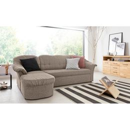 DOMO collection Ecksofa &raquo;Pegnitz, elegante R&uuml;ckensteppung, kompakte Stellma&szlig;e 238/141cm, L-Form&laquo; wahlweise mit Bettfunktion braun 100% Polyester B/H/T