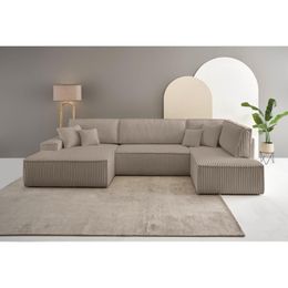 OTTO home Wohnlandschaft &raquo;FINNLEY Cord U-Form XXL 329 cm - OTTO. Verl&auml;ssliche Qualit&auml;t.&laquo; Schlafsofa, Bettkasten, in Boucl&eacute;, Struktur fein und Mega 