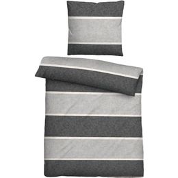 Biberna Bettw&auml;sche &raquo;Jonas&laquo; 2 Stk. kuschelig warm, weich, pflegeleicht, 100% Baumwolle, made in Germany grau Flanell, Obermaterial: 100% Baumwolle B/L: 155cm x