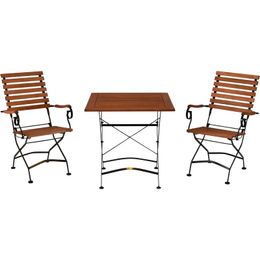Merxx Balkonset &raquo;Schlossgarten&laquo; Set, 3 tlg. inkl. 2 Klappsessel, 1 Klapptisch braun FSC -zertifiziertes teilmassives Holz, Stahl B/H/T: 58cm x 95cm x 