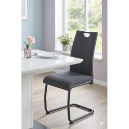 Hela Freischwinger &raquo;FLORENZ&laquo; (Set) 2 Stk.Rundrohrgestell Matching Colour, gepolstert, mit Griff grau Metall, Polyester, Stoff B/H/T: 43cm x 97,5cm x 