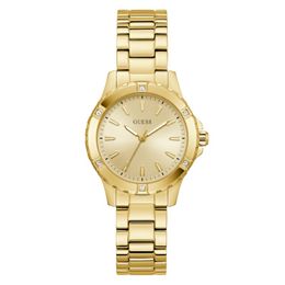 Guess Damen Quarzuhr &raquo;MIST&laquo; Armbanduhr, Damenuhr, Edelstahlarmband, Kristallsteine gold Einheitsgr&ouml;&szlig;e