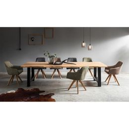 Home Affaire Esstisch &raquo;Tristan&laquo; massive Balkeneiche ge&ouml;lt mit Baumkante schwarz B/H/T: 180cm x 77cm x 90cm