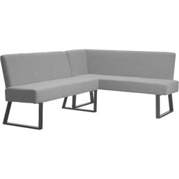 OTTO home Eckbank &raquo;Gladiole,&laquo; Sitzbank, Esszimmerbank, Bank, mit Taschenfederkern, schwarzes Metallgestell, Breite 190 cm grau Polyester B/H/T: 202cm 