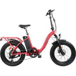 Llobe Unisex Llobe &raquo;Elektro Faltrad 20" Terrain rot&laquo; 7 Gang Shimano Tourney Schaltwerk Kettenschaltung Heckmotor 250 W 43cm, 20 Zoll (50,80cm)